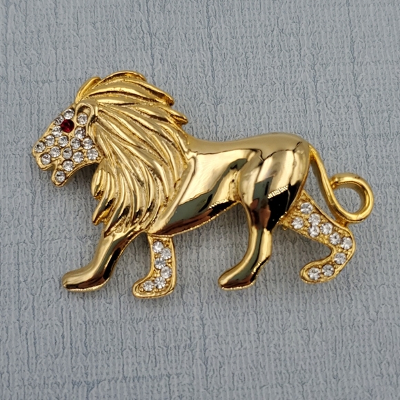 Unsigned | Jewelry | Shiny Gold Tone Lion Brooch | Poshmark